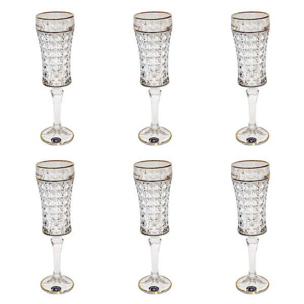 Bohemia Crystal Flute Diamond Set, 6 Pieces -Gold -120 ml – Sheffield egypt