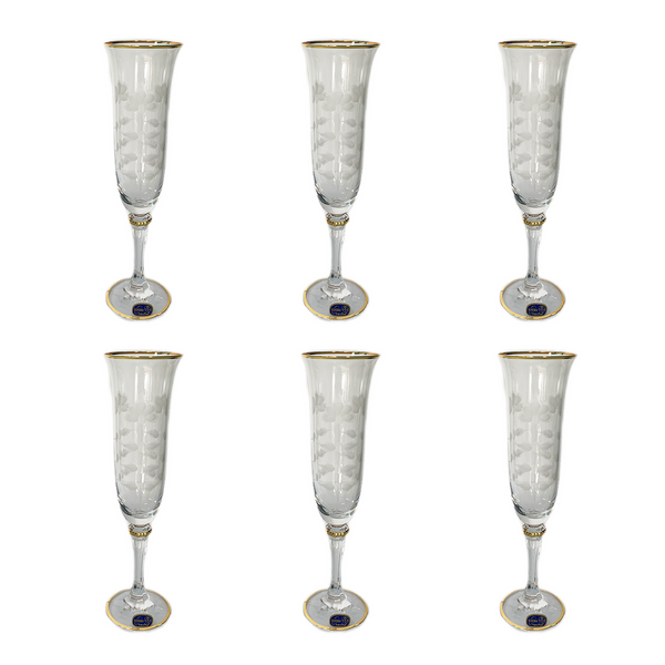 Bohemia Crystal Flute Set, 6 Pieces -Gold – Sheffield egypt