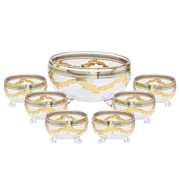 Bohemia Crystal Bowl Set, 7 Pieces -Gold & Silver – Sheffield egypt