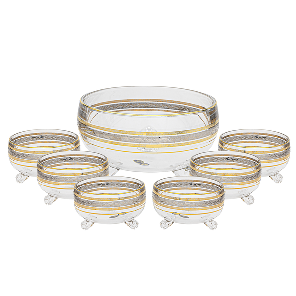 Bohemia Crystal Bowl Set, 7 Pieces -Gold & Silver – Sheffield egypt