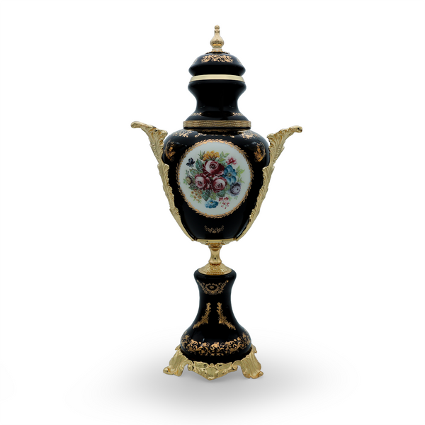 Limoge Rostema Potiche with Base & Gold Plated Handles -Cobalt Blue ...