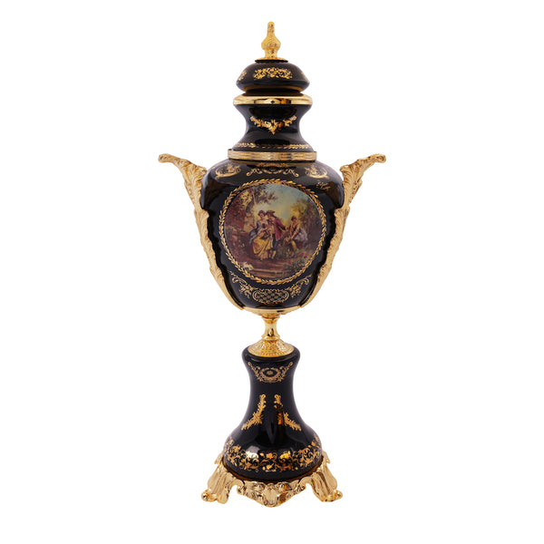 Limoge Rostema Potiche with Legs & Gold Plated Handles -Cobalt Blue ...