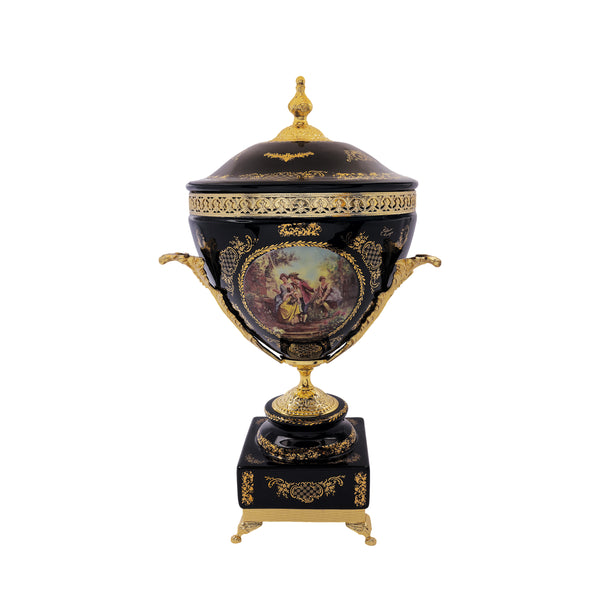 Limoge Rostema Potiche with Gold Plated Legs -Romeo & Juliet -Cobalt B ...