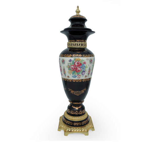 Limoge Rostema Potiche with Base & Gold Plated Handles -Cobalt Blue ...