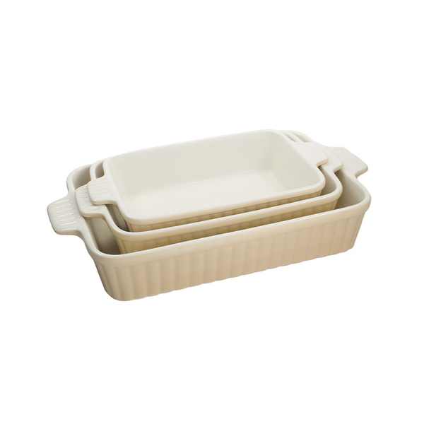 Rectangular Casserole Set, 3 Pieces -Creamy – Sheffield egypt